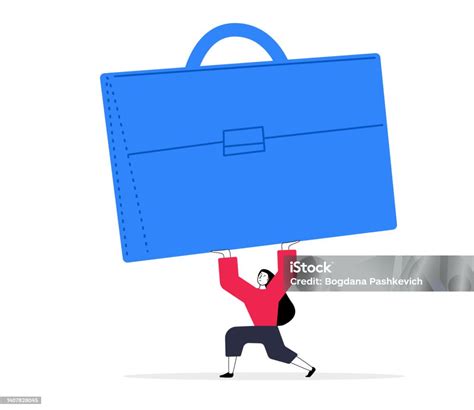 무거운 케이스를 들어 올리는 근로자를 강조했습니다 열심히 일하고 많은 스트레스 정서적 육체적 소진 큰 작업량을 가진 피곤한 여성 정신 건강 문제 벡터 일러스트 레이션 개념