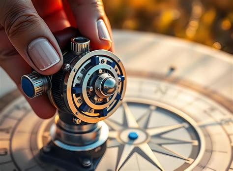 Blue Accents On A Precision Navigation Tool Made Of Metal Premium Ai Blue Accents On A Precision Navigation Tool Made Of Metal Premium Ai