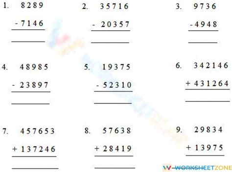 Addition And Subtraction Worksheet