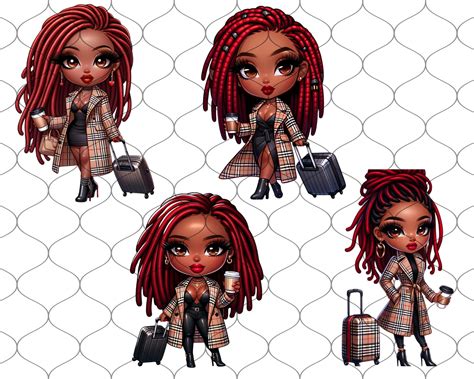 Chibi Travel Girl 28 Png Chibi Style Woman Clipart Melanin Queen Png