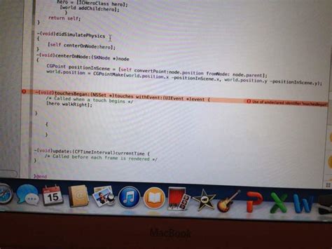Why Does Use Of Undeclared Identifier Touchesbegan Error Occur In