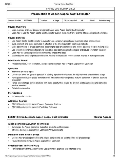 Acce Training Course Data Sheet Pdf Specification Technical