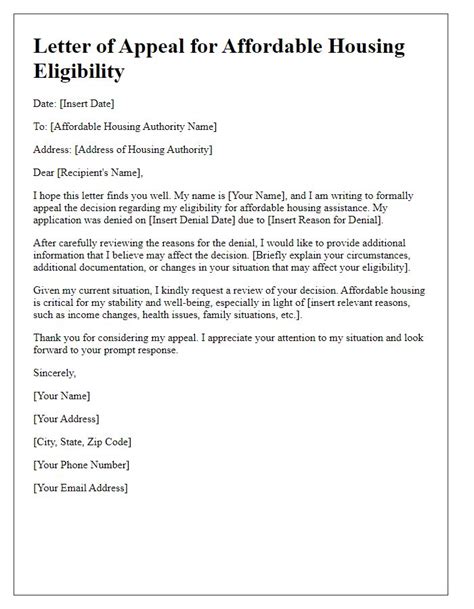 Letter Template For Affordable Housing Programs Free Samples In Pdf
