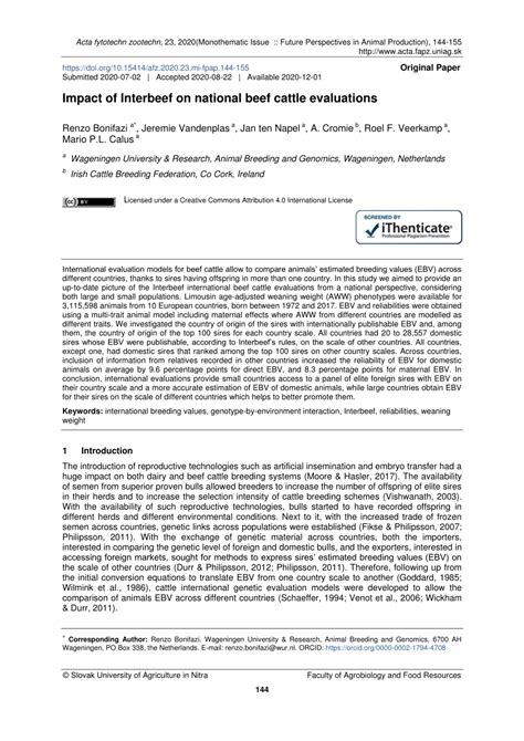 Pdf Impact Of Interbeef On National Beef Cattle Evaluations
