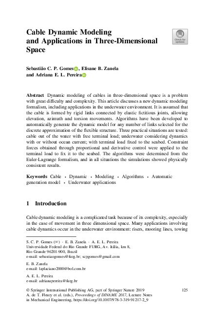 Pdf Cable Dynamic Modeling And Applications In Three Dimensional Space