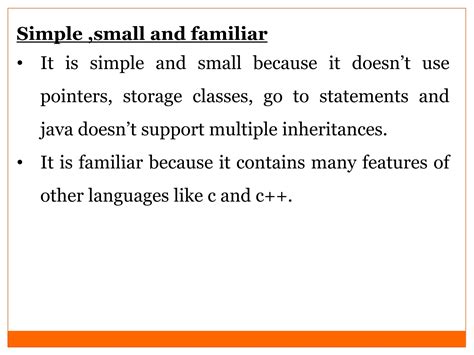 Java Language Features And Explanation With Ex Ppt
