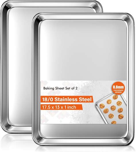 Baking Sheet Set Of 2 Commercial Grade Stainless Steel