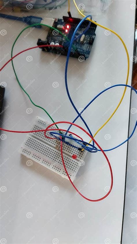 The Connection Between Breadboard And Arduino Uno Stock Image Image Of Board Line 270091065