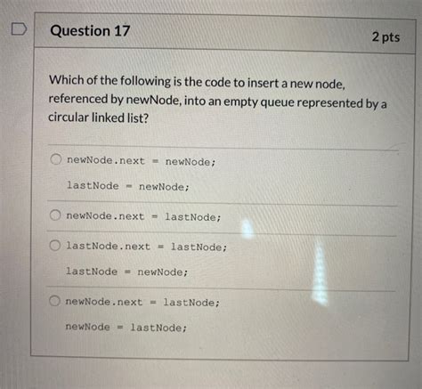 Solved Question 17 2 Pts Which Of The Following Is The Code