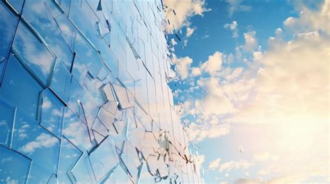 Broken Glass And Reflective Architecture The Fragility Of Modern Structures Premium Ai