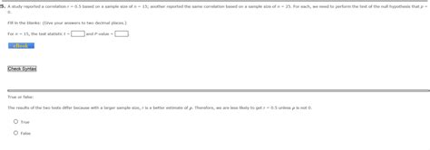 Solved A Study Reported A Correlation R Based On A Chegg