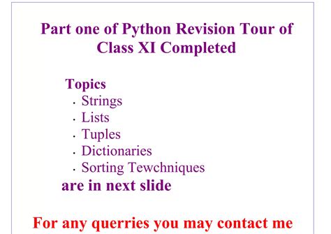 Python Revision Tour I Ppt