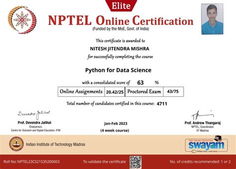 Nitesh Mishra On Linkedin Python Datascience Certification Nptel