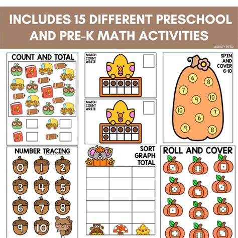 On Sale Preschool Pre K Fall Math Activity Mats For Counting Patterns Numbers