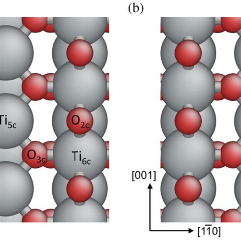 A Top View Of Tio2 1 1 0 B Possible Five Adsorption Sites Of A