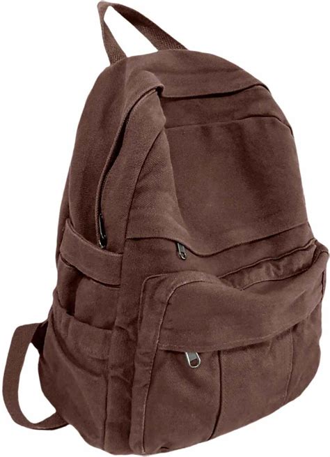 Gamlfl Coffee Brown Canvas Backpack For Women And Men Retro