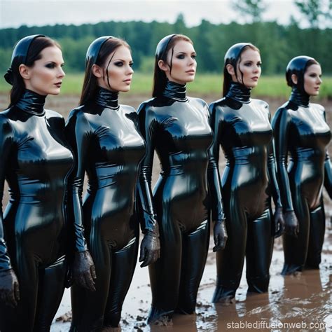 Women In Latex Catsuits In Mud Stable Diffusion Online