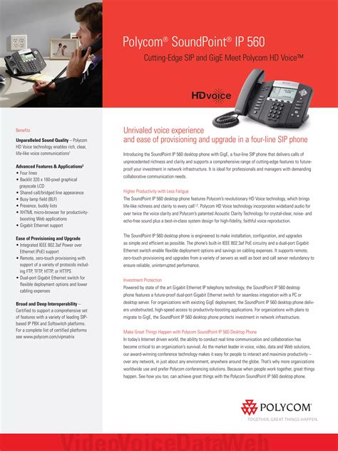 Polycom Soundpoint Ip560 Data Sheet PDF