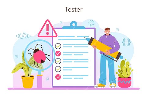 premium vector software tester concept application or website code