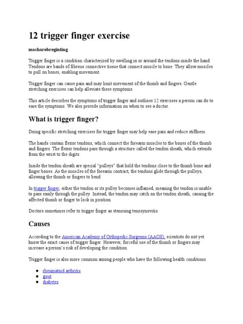 12 Trigger Finger Exercise | PDF | Finger | Hand