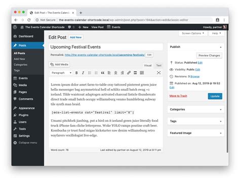 How To Fix The Events Calendar Shortcode Not Working
