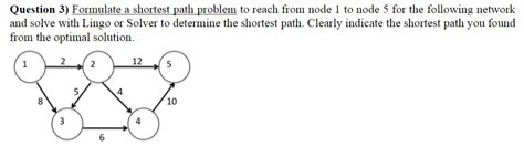 Solved Question 3 Formulate A Shortest Path Problem To