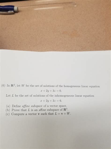 Solved 6 In R3 Let W Be The Set Of Solutions Of The Chegg Com