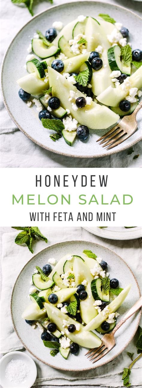 Cool Honeydew Melon Salad With Feta Cucumber And Blueberries Easy And