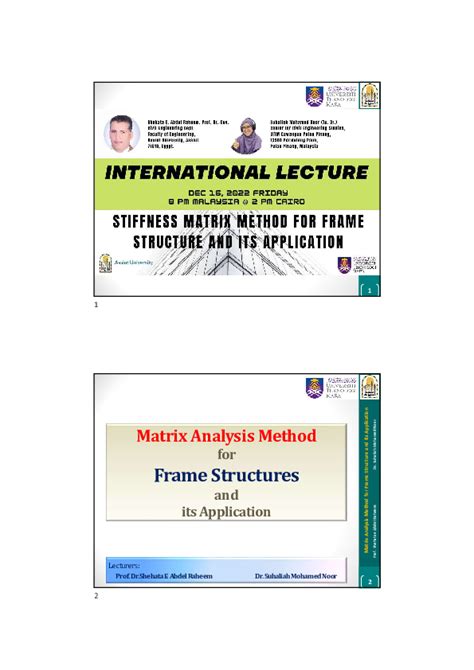 pdf matrix analysis method for frame structure and its application