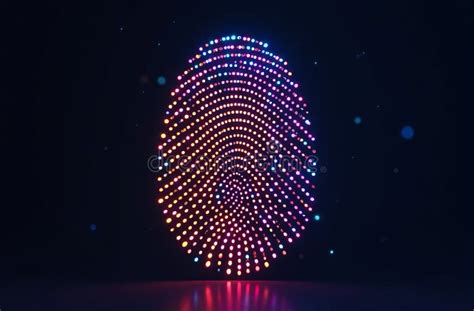 Fingerprint Scanner On Dark Blue Background With Binary Code And