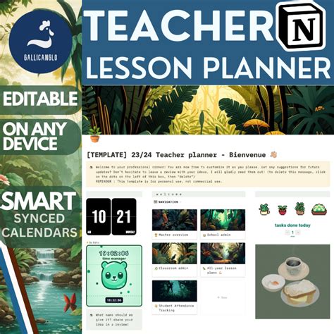 Digital Teacher Lesson Planner 23 24 Notion Template Editable For All
