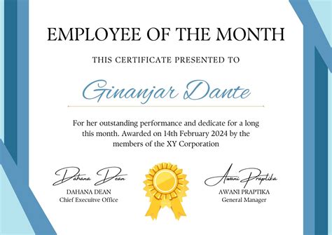 Free Employee Of The Month Certificate Template With Picture