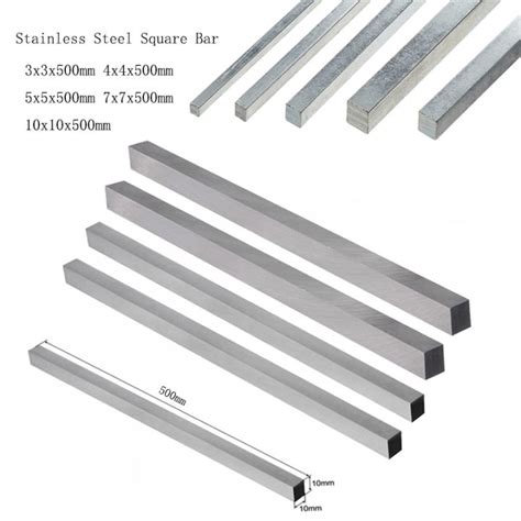 304 Stainless Steel Square Bar Rod 3 3 4 4 5 5 7 7 10 10mm 50cm 20