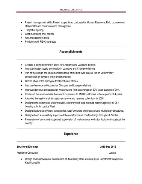Michael Chileshe Cv 1 Pdf