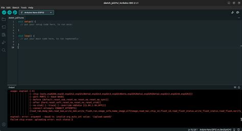 Arduino Nano ESP Esptool Error Argument Baud B Invalid Arg Auto Int Value Upload
