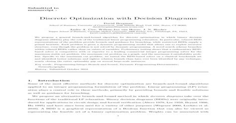Pdf Discrete Optimization With Decision Diagrams Dokumentips