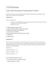Pseudocode Practice For Lists And Procedures Course Hero