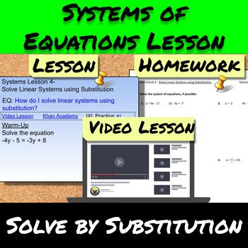 System Of Equations Lesson Solve Systems Of Equations By Substitution