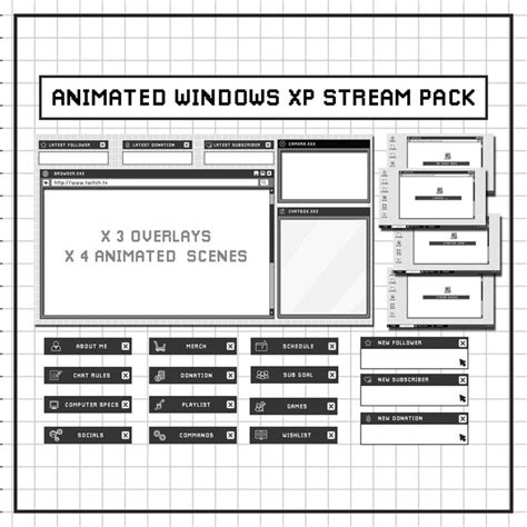 Animated Black And White Windows 95 Retro Aesthetic Stream Overlay Win 95 Twitch Scene