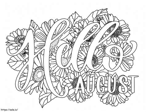 Hello August Coloring Page
