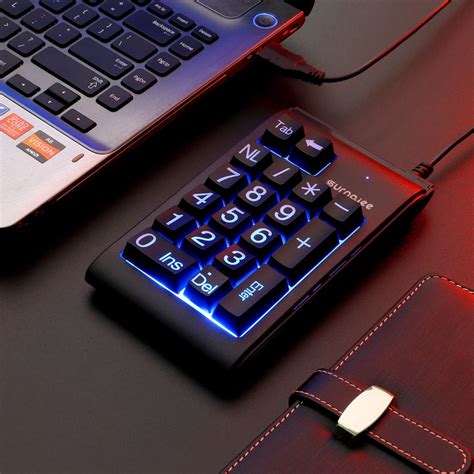 Surnqiee Large Print Usb Wired 19 Key Numeric Keypad With 3 Colors Led