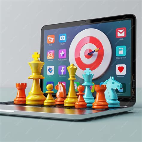 Premium Photo A Laptop Screen Shows A Chess Board With A Red Bullseye
