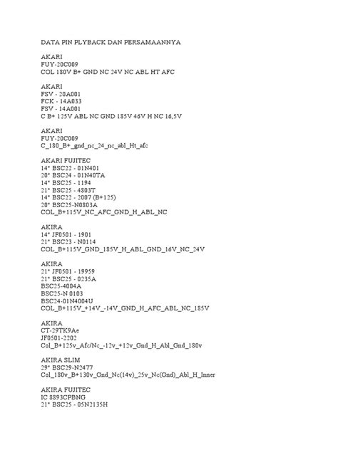 Data Pin Plyback Dan Persamaannya Download Free Pdf Consumer Electronics