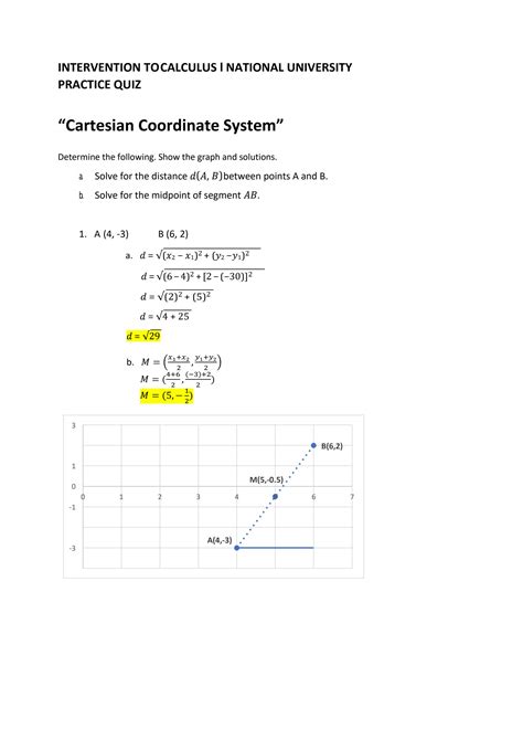 Solution Intervention To Calculus Cartesian Coordinate System Practice