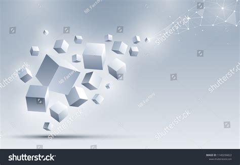 Group 3d Cubes Floating Connect Abstract Stock Vector Royalty Free