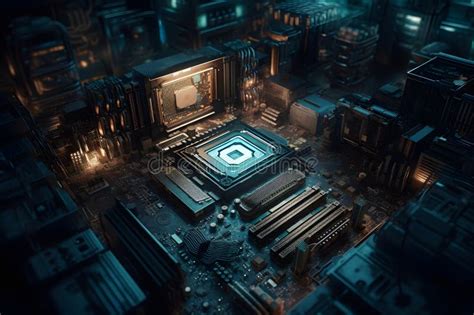 Electronic Circuit Board With Processor Generative Ai Stock Illustration Illustration Of