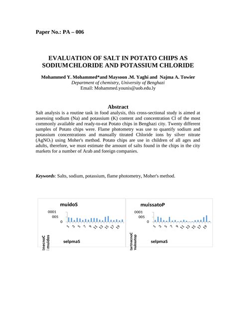Pdf Evaluation Of Salt In Potato Chips As Sodium Chloride And