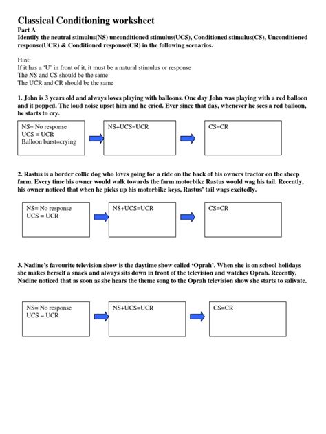 Classical Conditioning Ws2 Pdf Classical Conditioning Worksheets Library