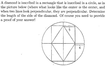 Solved A Diamond Is Inscribed In A Rectangle That Is