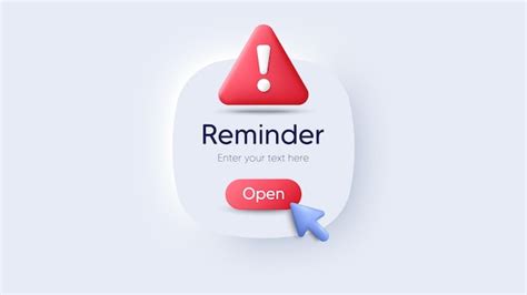 Premium Vector Reminder 3d Notifications Page With Warning Alert Calendar Event Notice Message